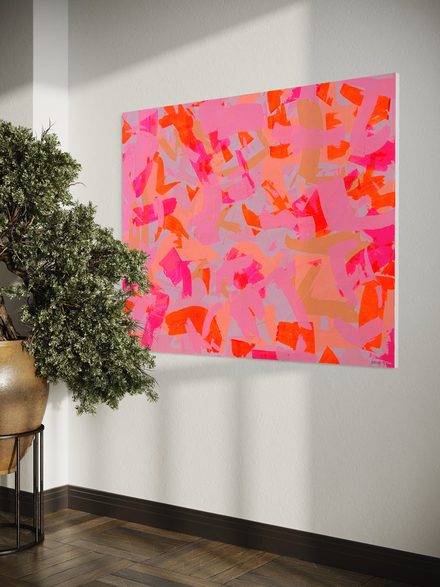 'Neon Perception' 152cm x 122cm/ 60" x 48" acrylic on canvas. Neon pink ...