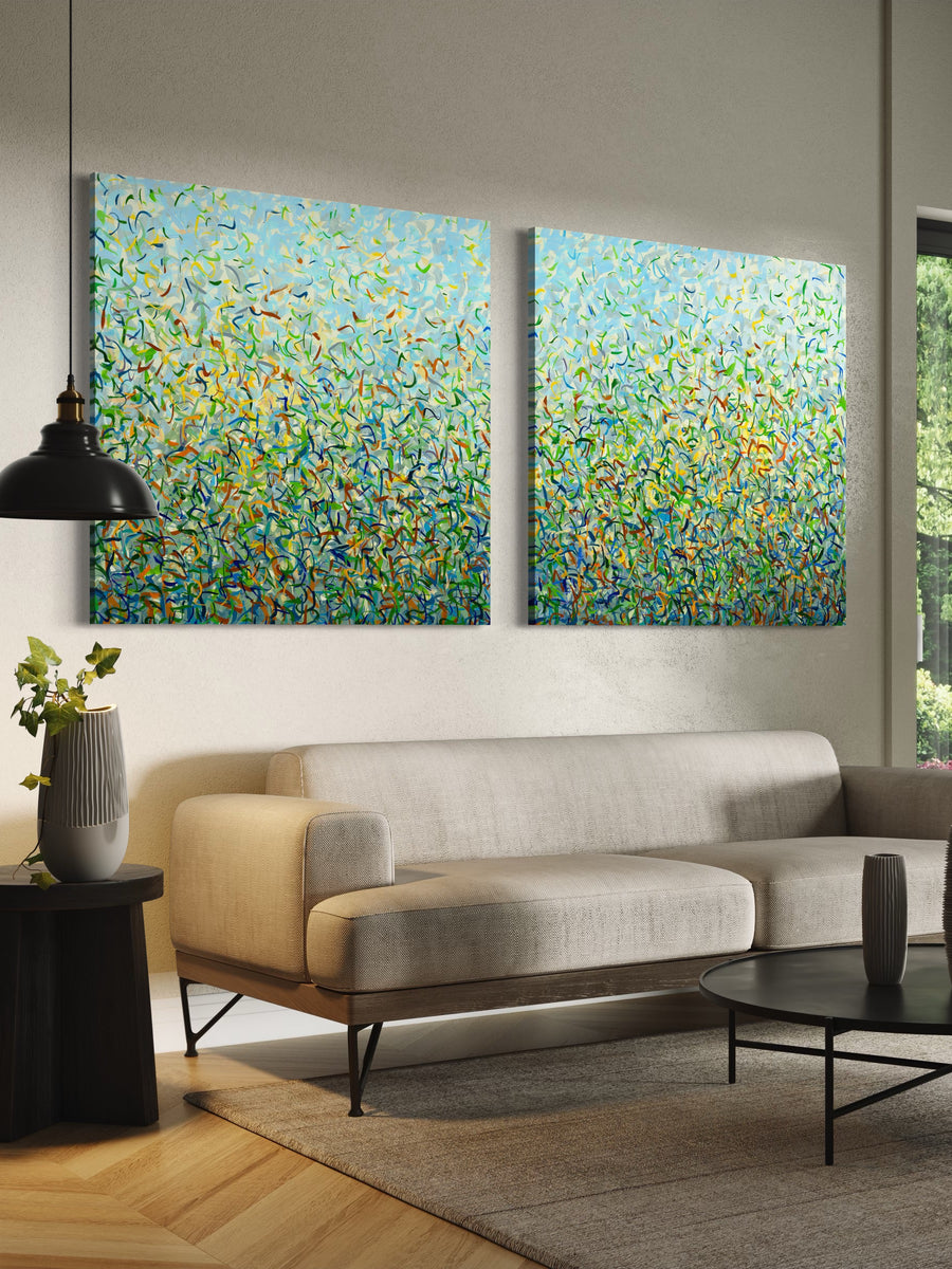Dawn Garden Twin - Limited Edition Print - 101cm squ Abstract Fluro ...