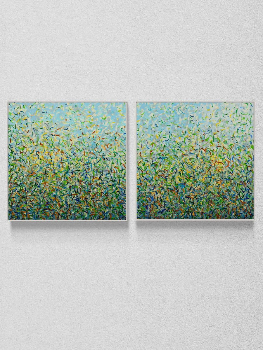 Dawn Garden Twin - Limited Edition Print - 101cm squ Abstract Fluro ...